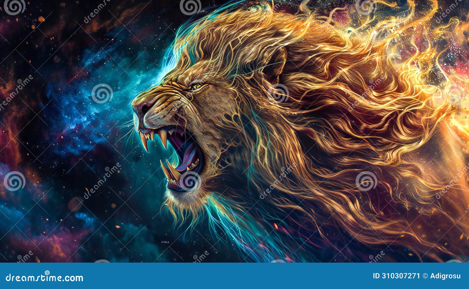 A Stylized Mighty Fantasy Lion Head Royalty-Free Stock Photography ...