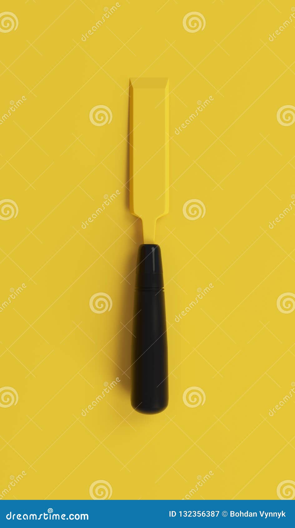 Minimalistic Black and Yellow Chisel on Clean Yellow Background. 3d ...