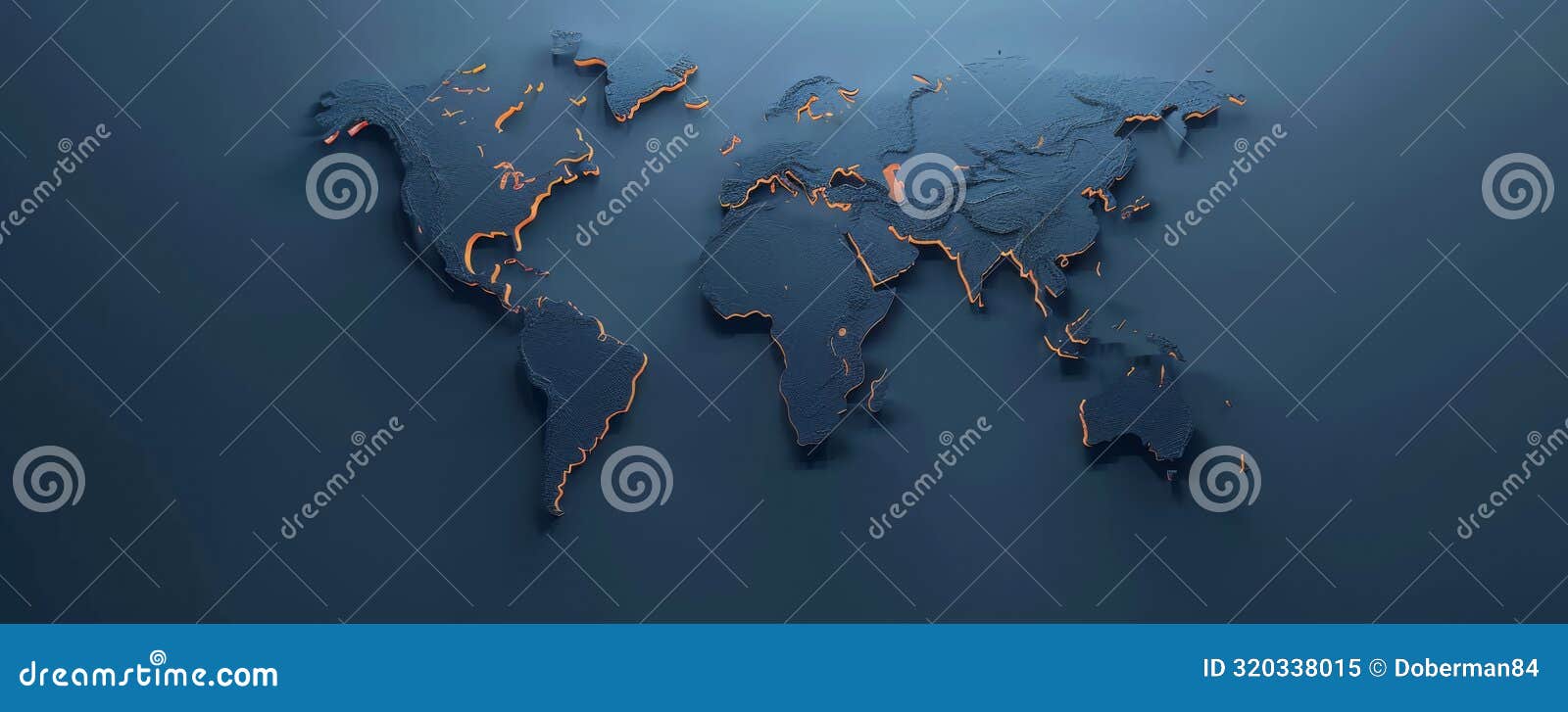 Minimalistic World Map in Dark Blue Tones with a Sleek Design Stock ...