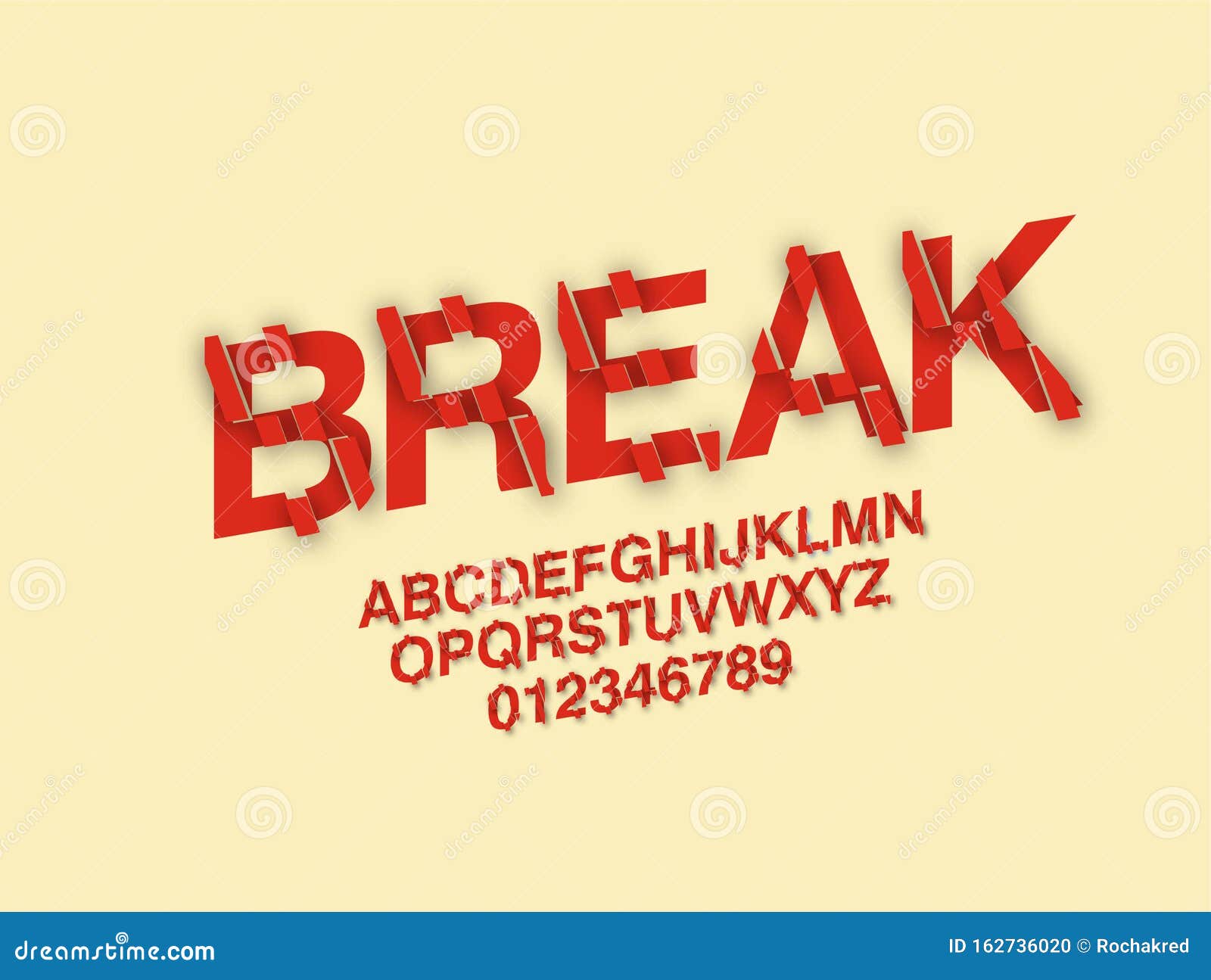 Stylized Modern Break Abstract Font Set of Alphabet Text Design Stock ...
