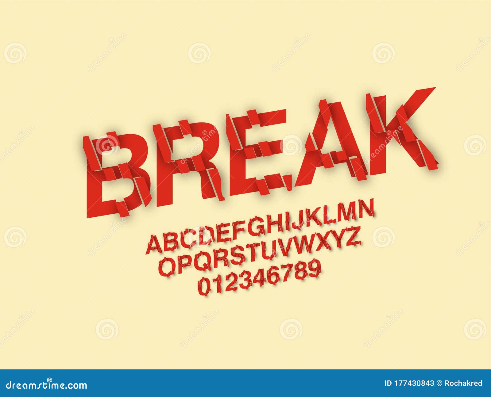 Stylized Modern Break Abstract Font Set of Alphabet Text Design Stock ...