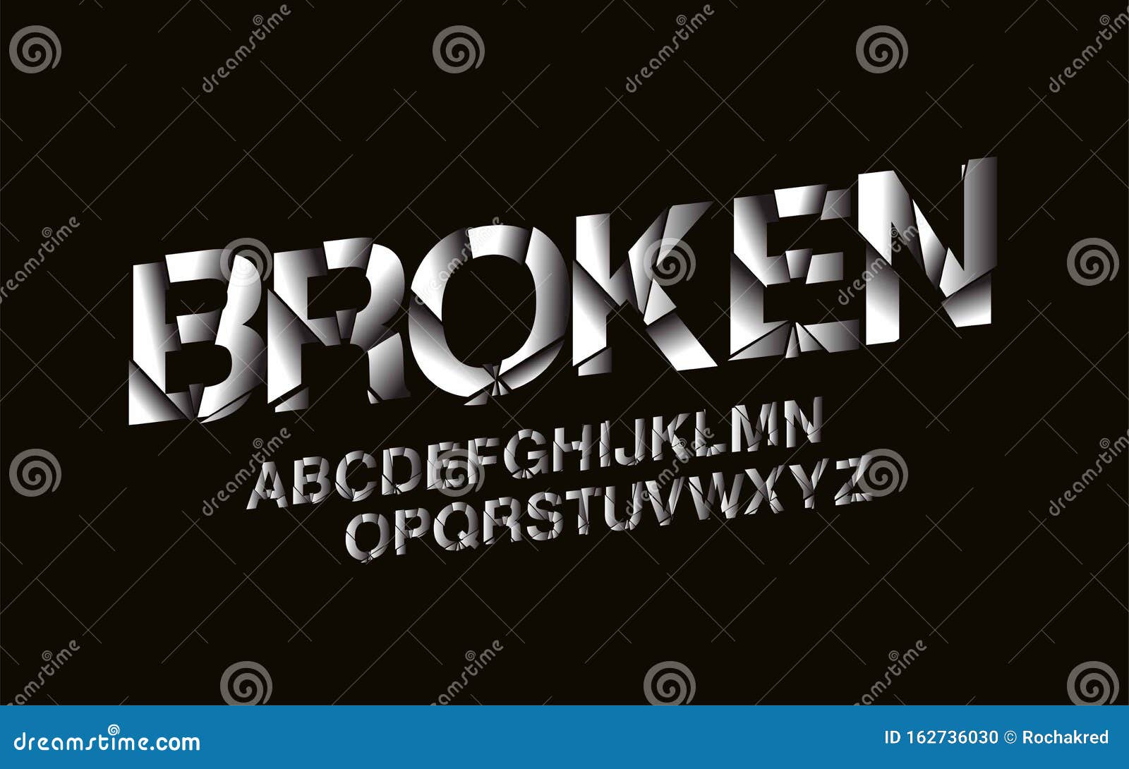 Stylized Modern Broken Abstract Font Set of Alphabet Text Design Stock Vector - Illustration of ...