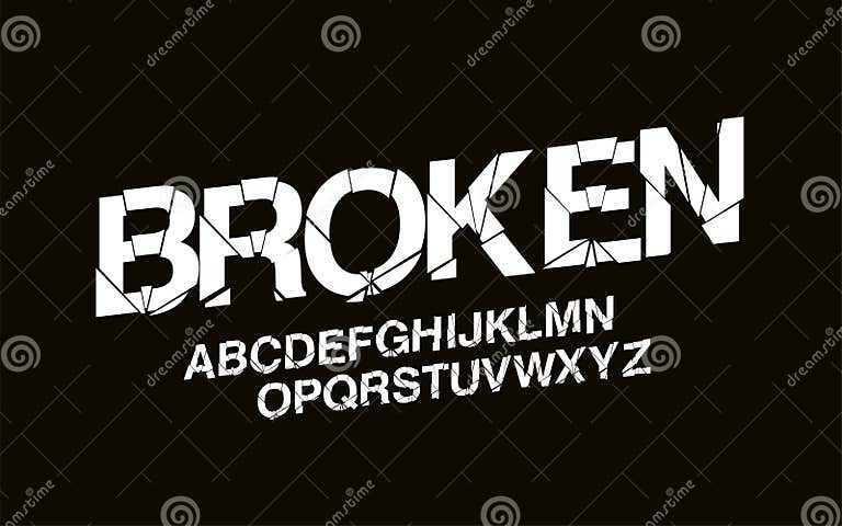 Stylized Modern Broken Abstract Font Set of Alphabet Text Design Stock ...