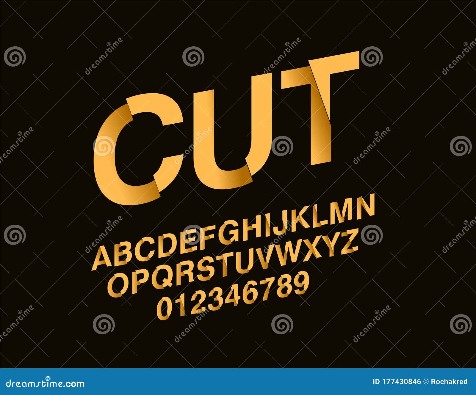 Stylized Modern Cut Abstract Font Set of Alphabet Text Design Stock ...