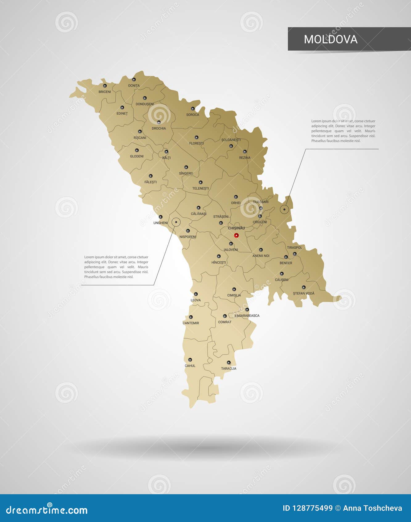 Stylized Moldova Map Vector Illustration. Stock Vector - Illustration ...