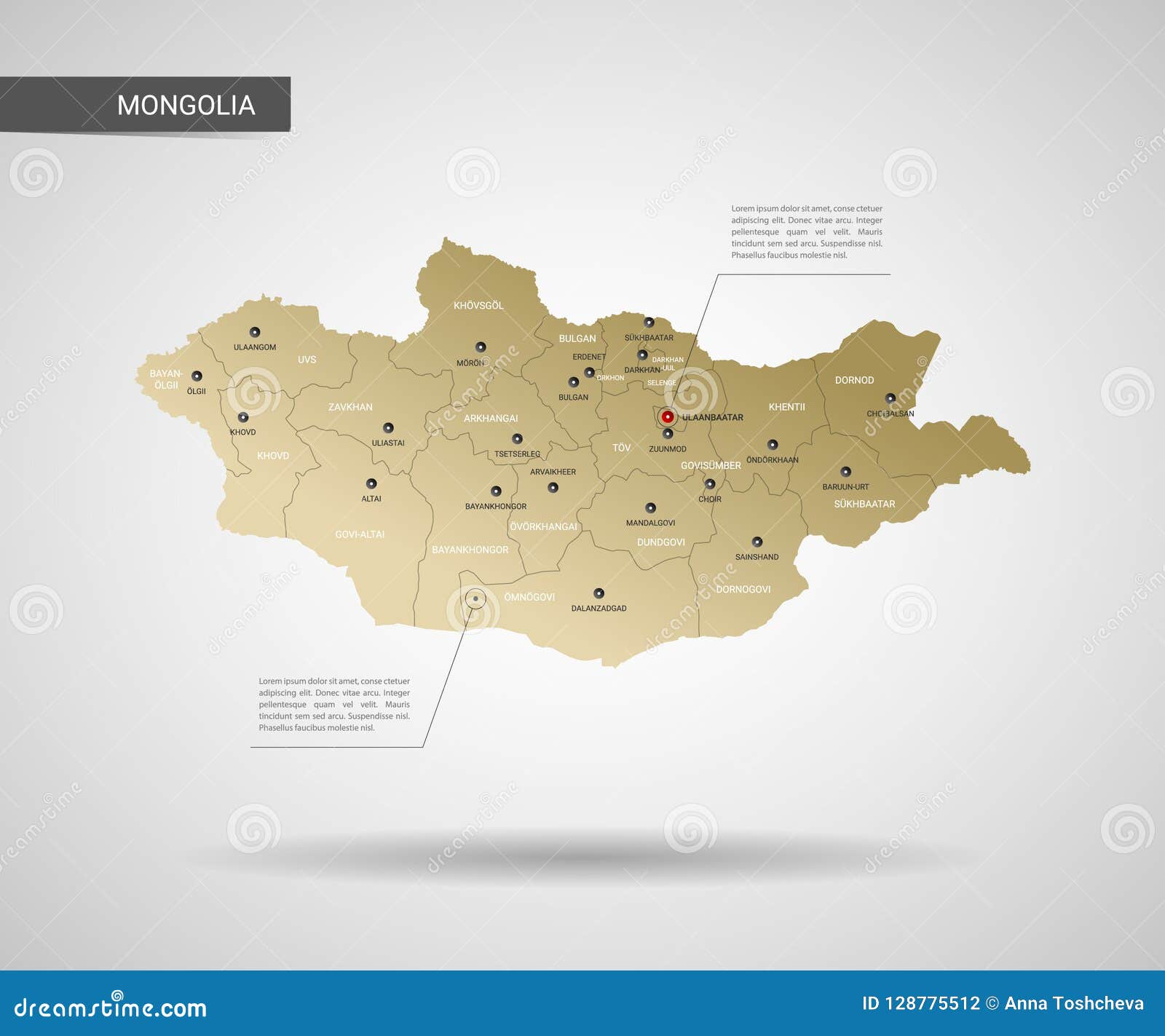Stylized Mongolia Map Vector Illustration. Stock Vector - Illustration ...