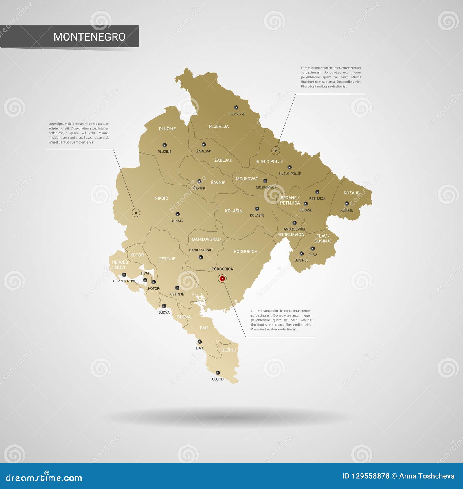 Vector Map Montenegro Combined With International Labour Organization ...