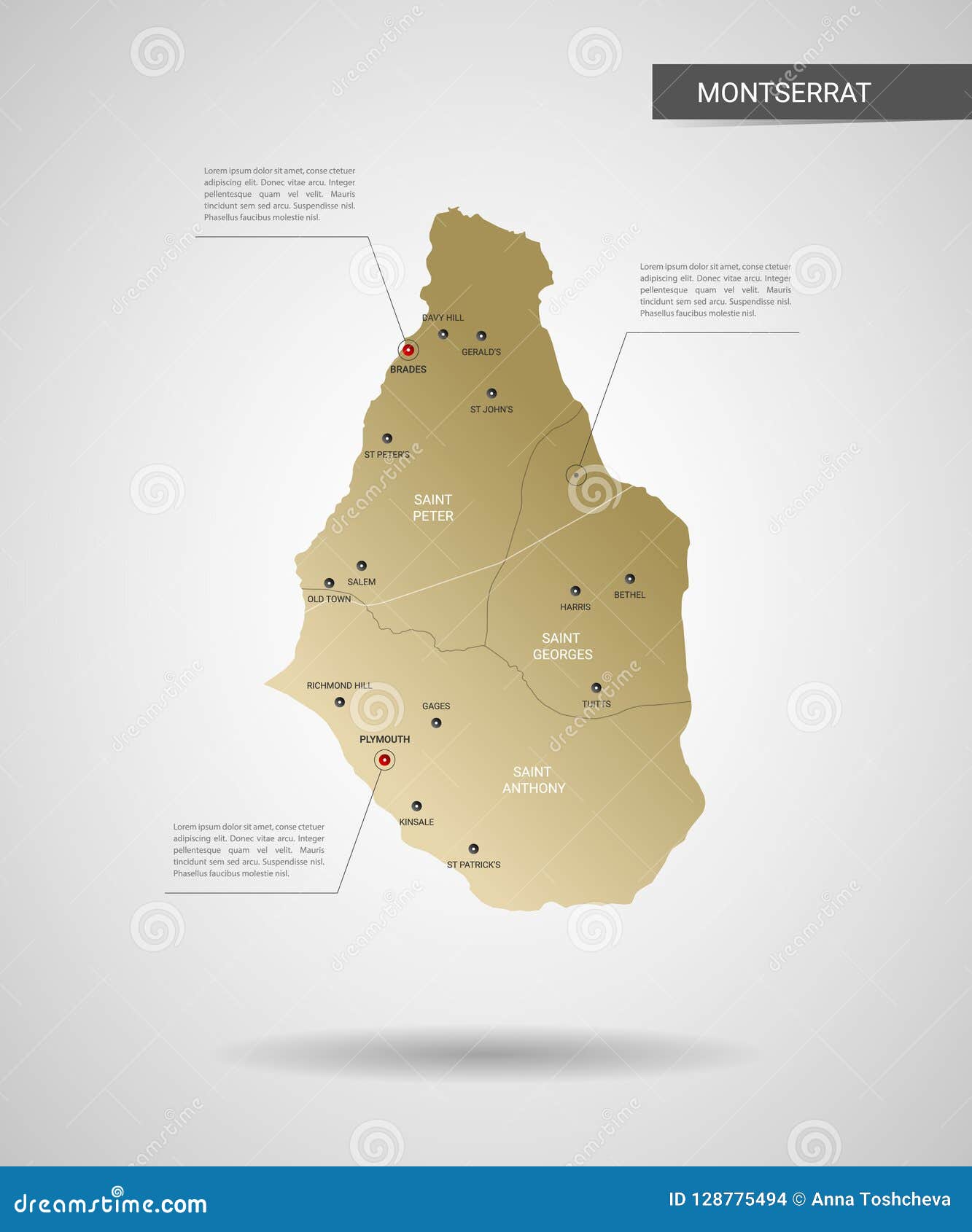 Stylized Montserrat Map Vector Illustration. Stock Vector ...