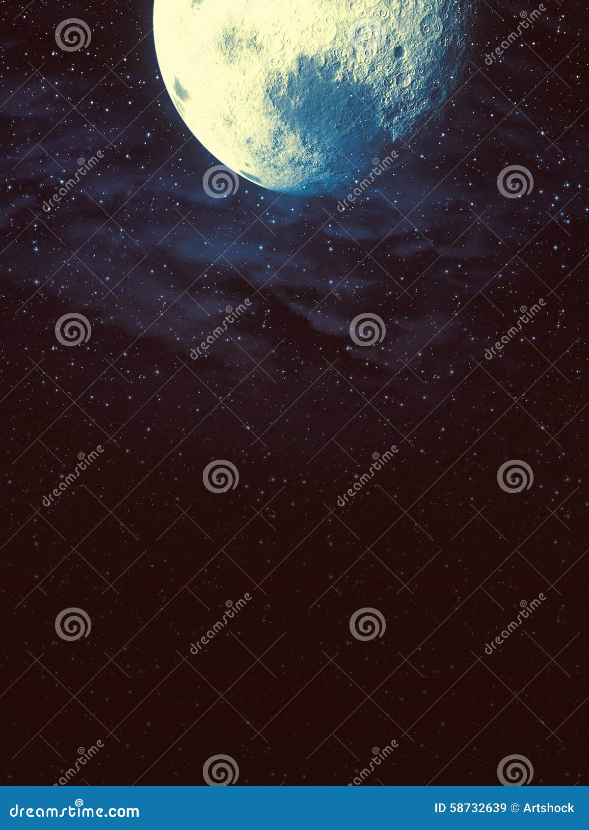 Stylized Moon in the Sky stock illustration. Illustration of full ...