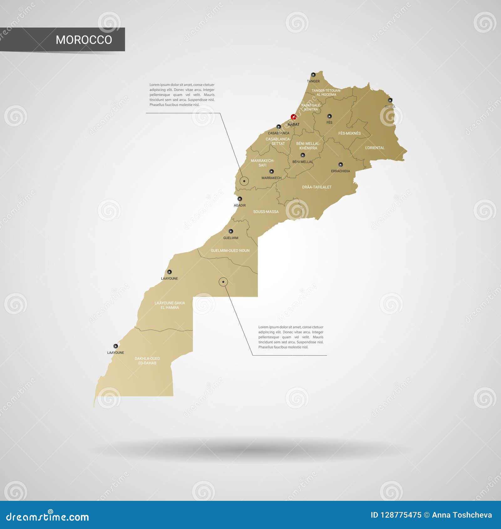Stylized Morocco Map Vector Illustration. Stock Vector - Illustration ...