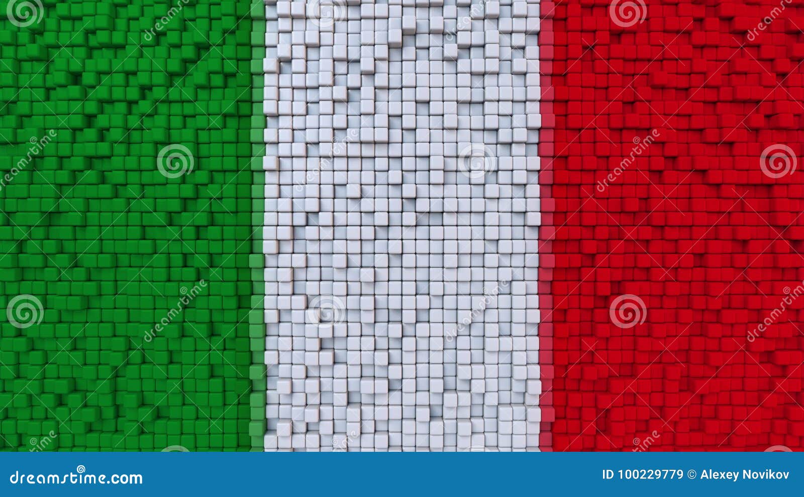 Stylized Mosaic Flag of Italy Made of Pixels, 3D Rendering Stock ...