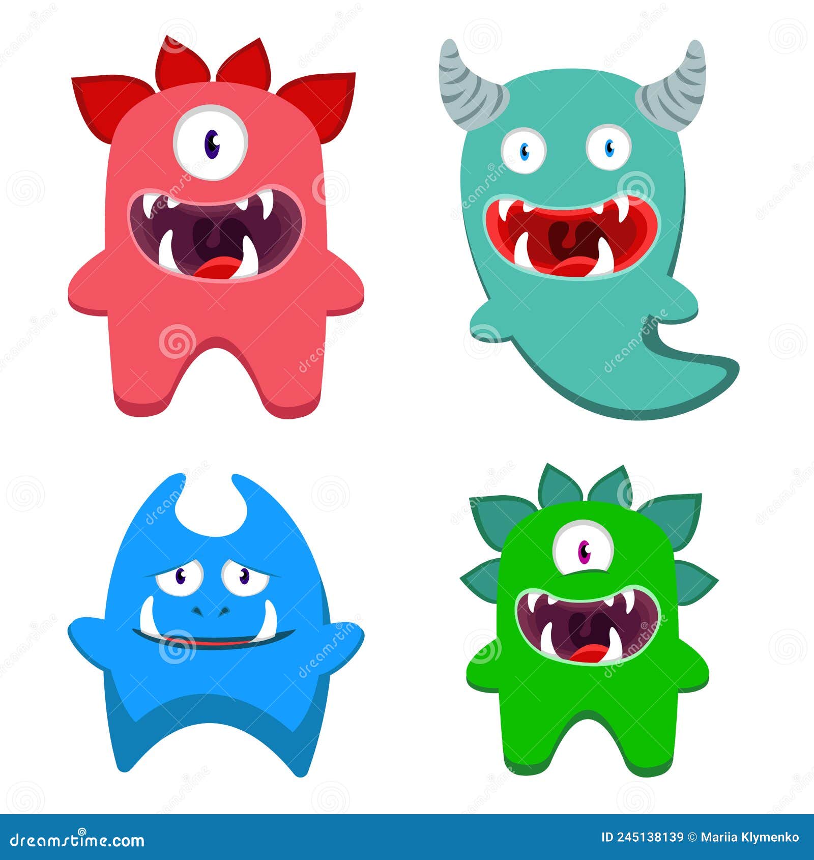 Stylized Vector Multi-colored Cartoon Monsters Stock Vector ...