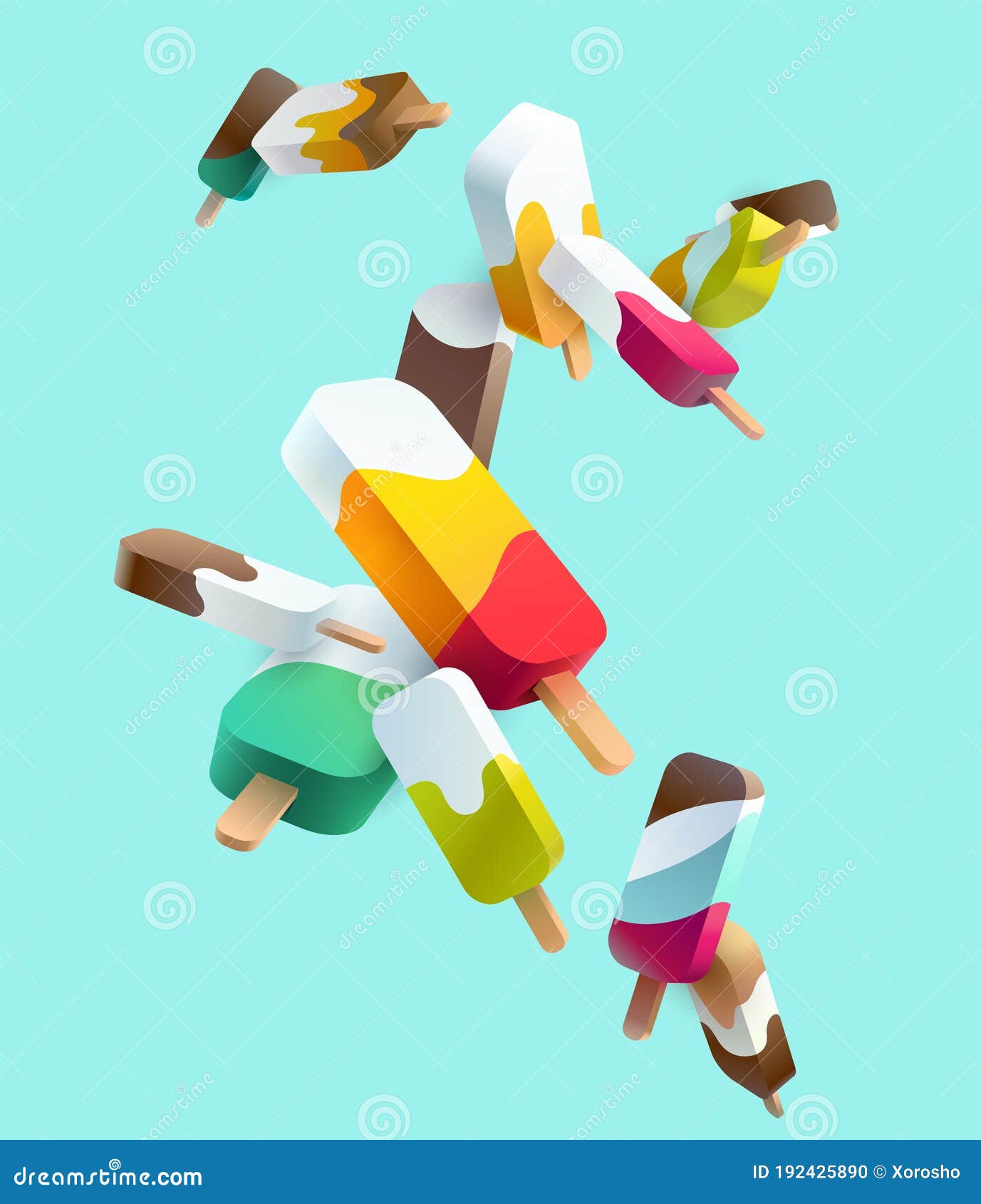 Stylized Multicolored Ice Cream. Stock Vector - Illustration of food ...