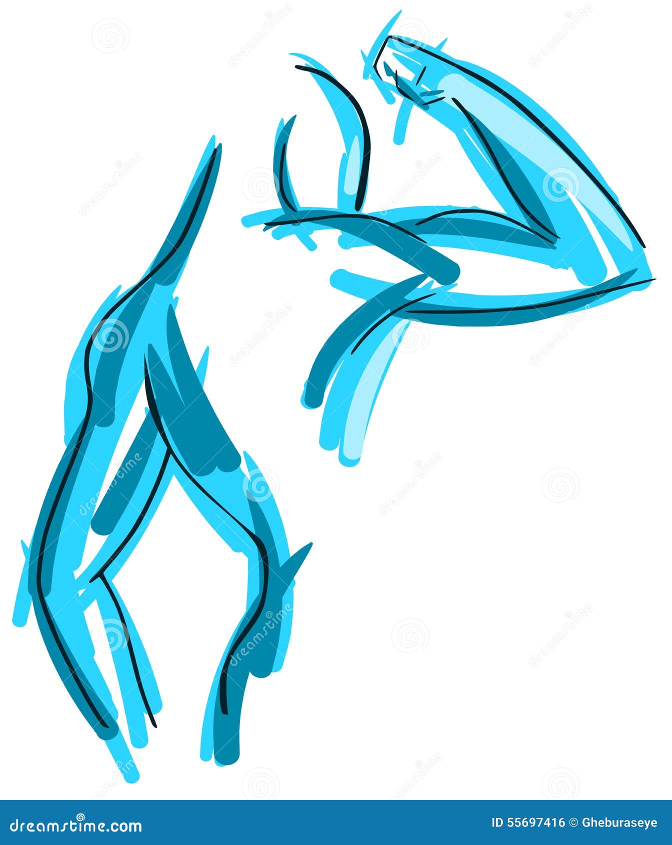 Stylized Muscular Man in Blue Stock Vector - Illustration of concept ...