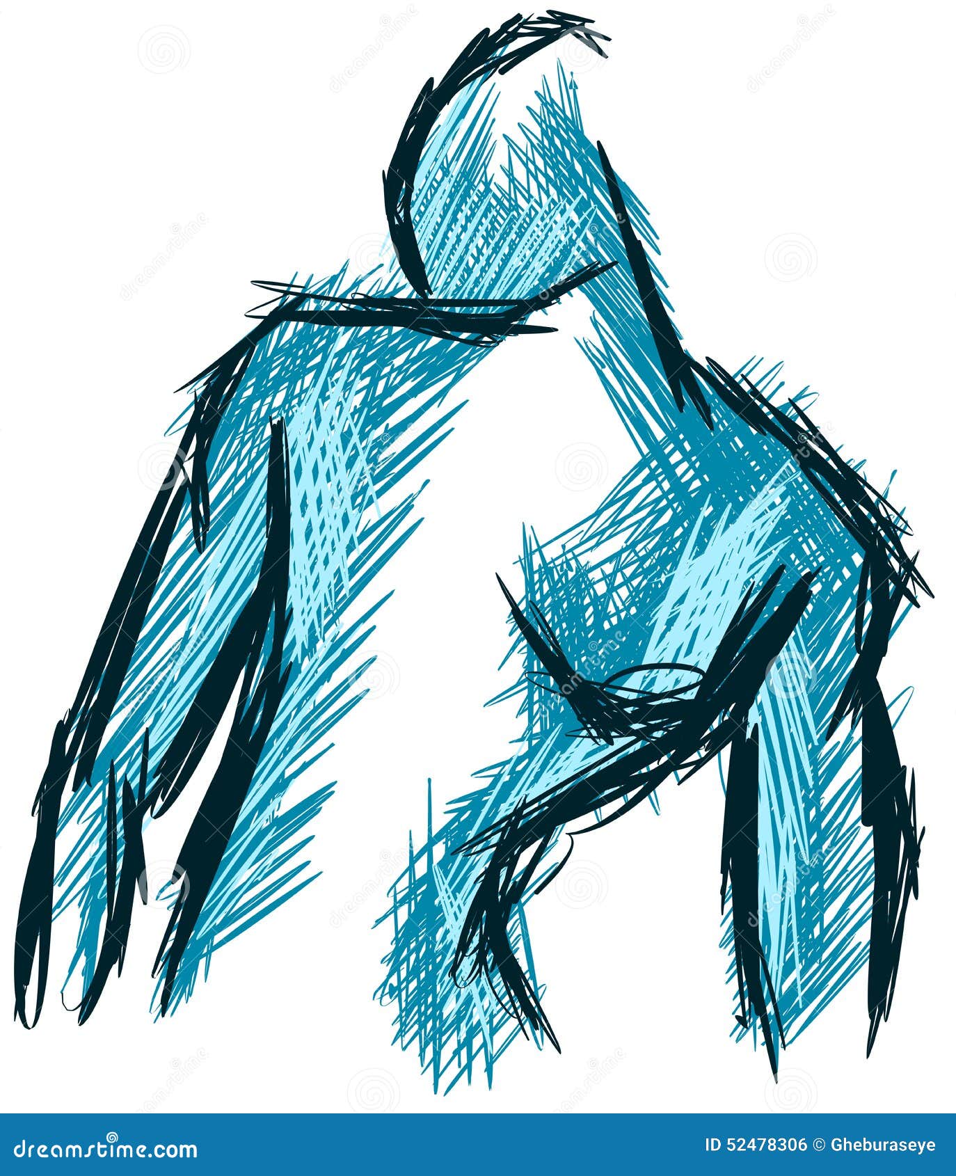 Stylized Muscular Man in Blue Tones Stock Vector - Illustration of ...