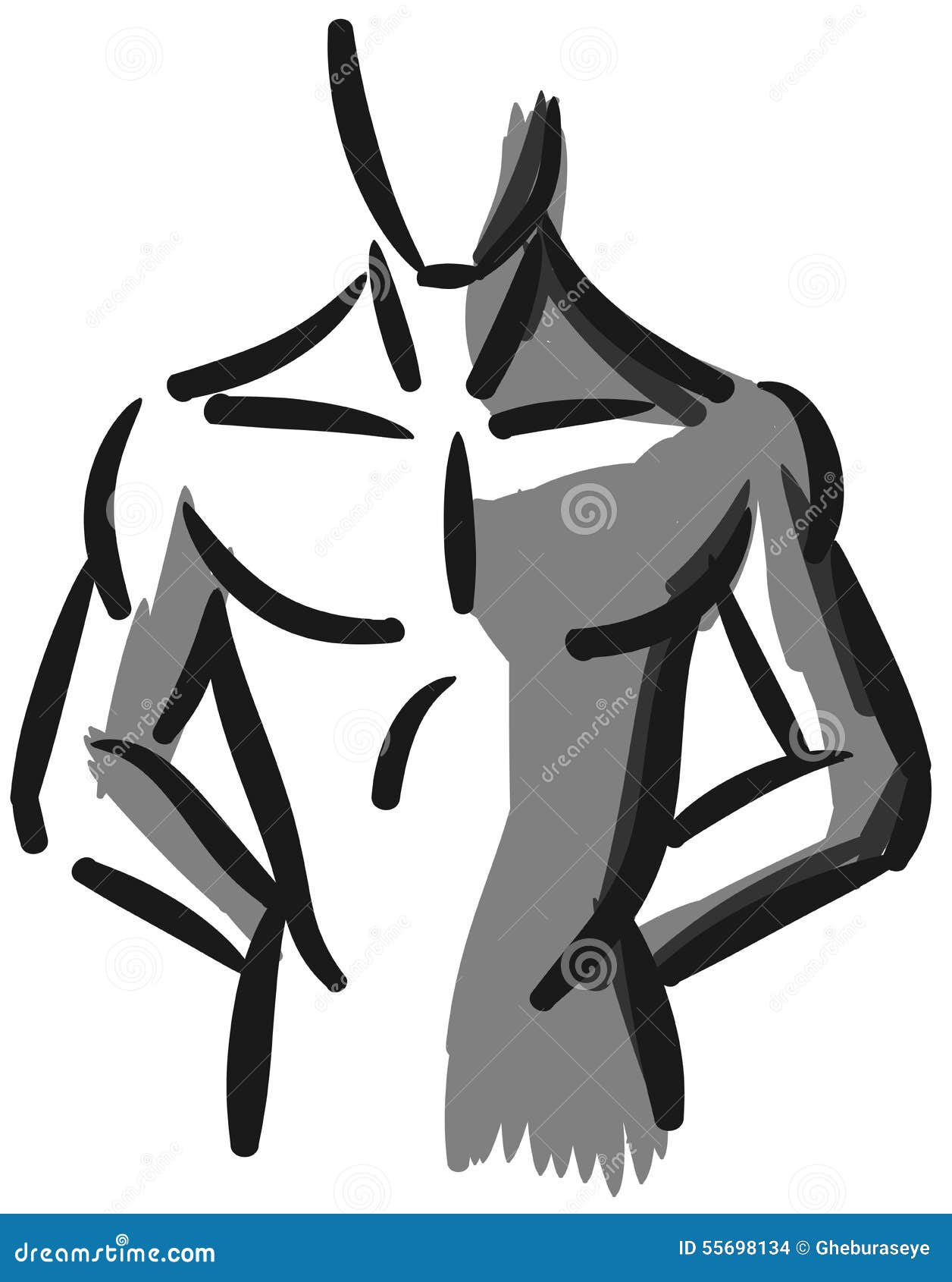 Stylized Muscular Man in Grey Stock Vector - Illustration of green ...