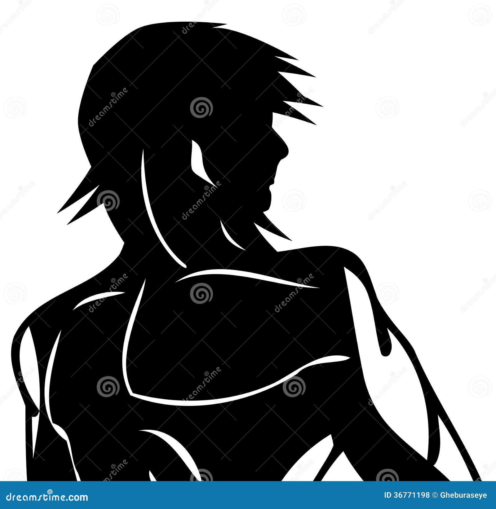 Isolated Stylized Muscular Man in Black Stock Photo - Illustration of ...