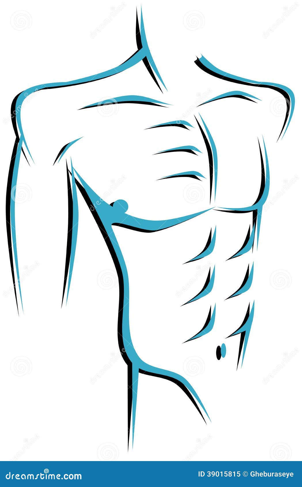 Stylized Muscular Torso in Blue Tones Isolated Stock Vector ...