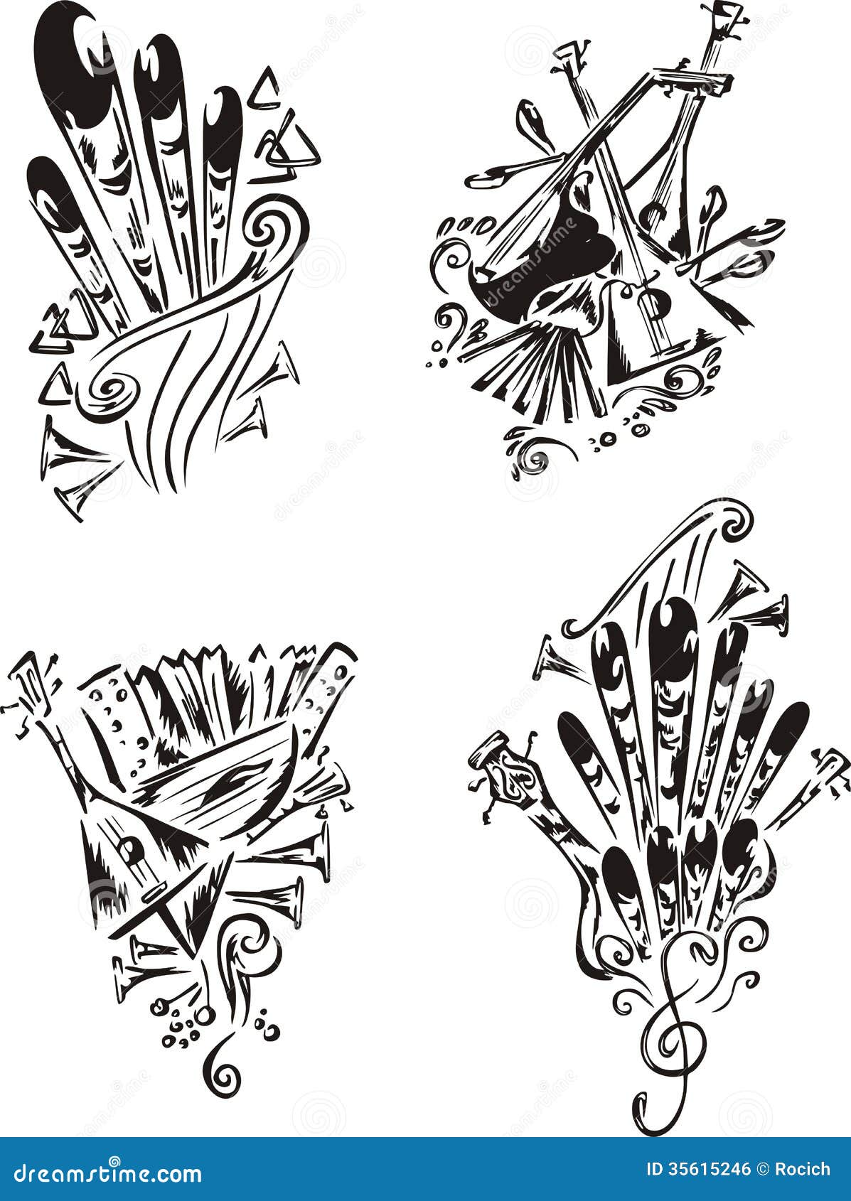 Stylized Music Notes. Cartoon Vector | CartoonDealer.com #76163439