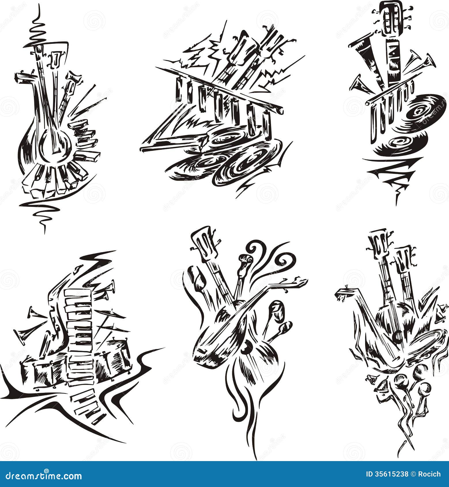 Stylized music emblems stock vector. Illustration of tradition - 35615238