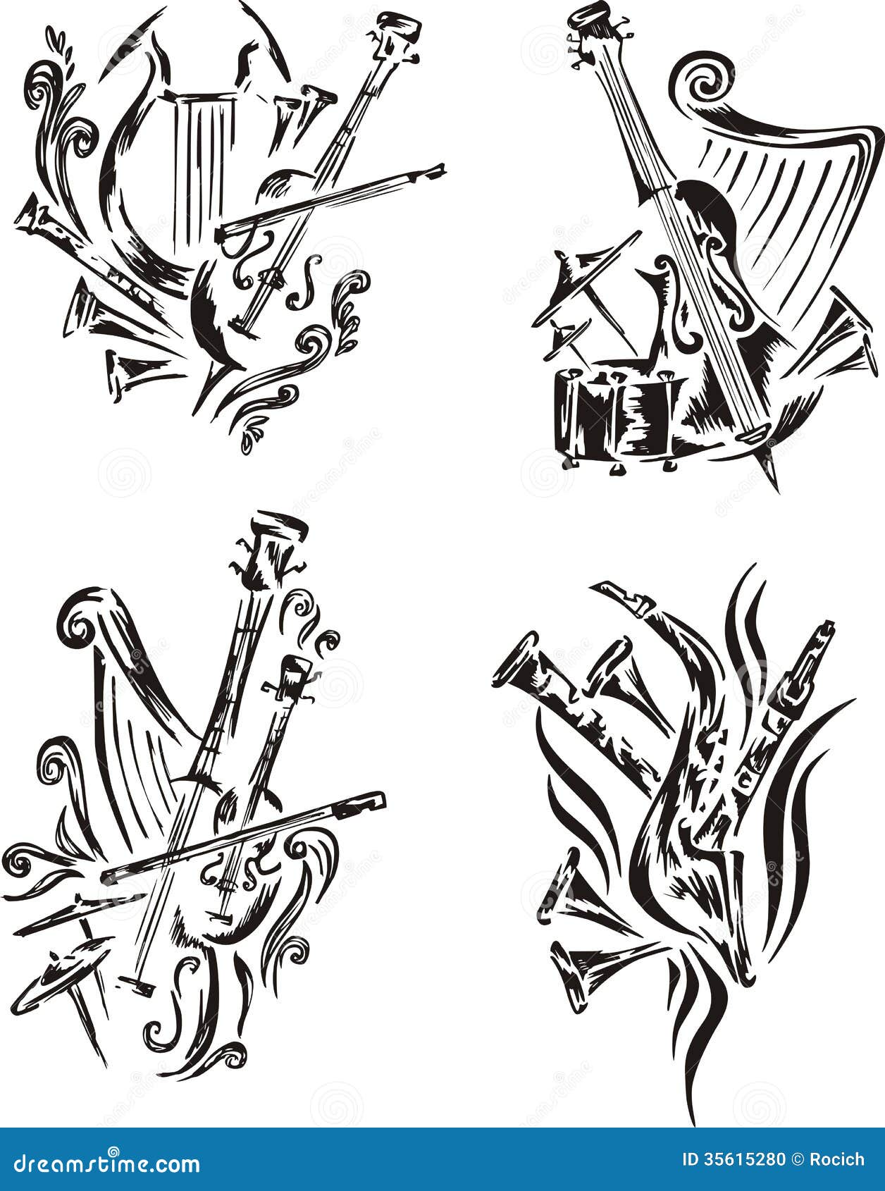 Stylized Music Emblems - Symphony Stock Vector - Illustration of ...