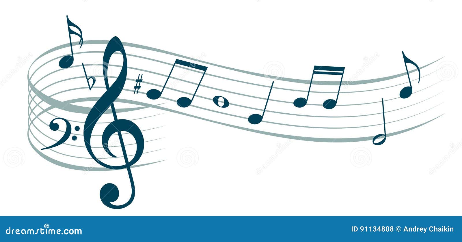 Stylized music notes. stock vector. Illustration of music - 91134808