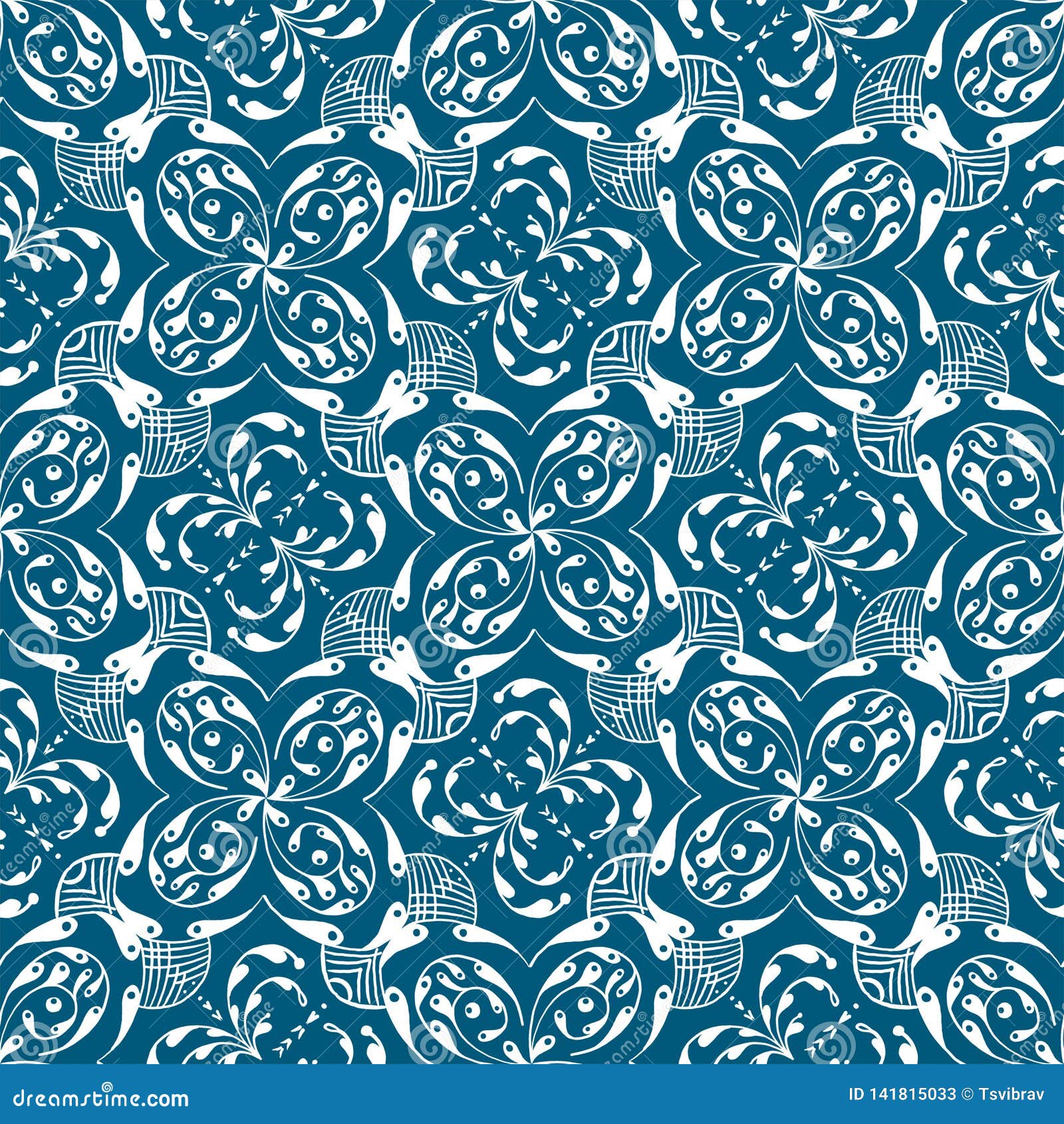 Stylized Nature - Hand Drawn Pattern Tile. Stock Illustration ...