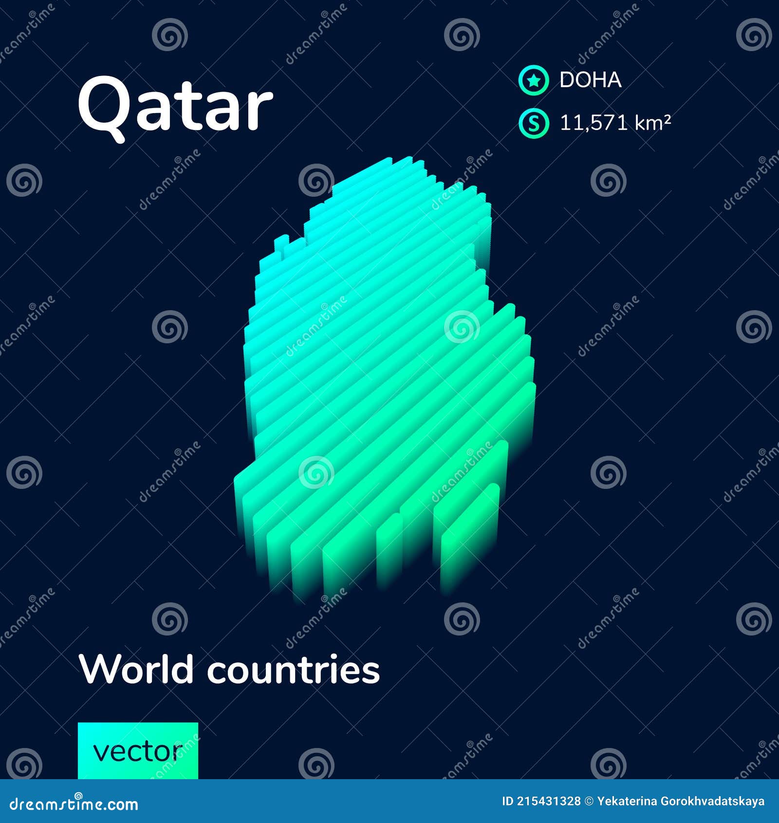 Vector Map Of Qatar. High Detailed Country Map With Division, Cities ...