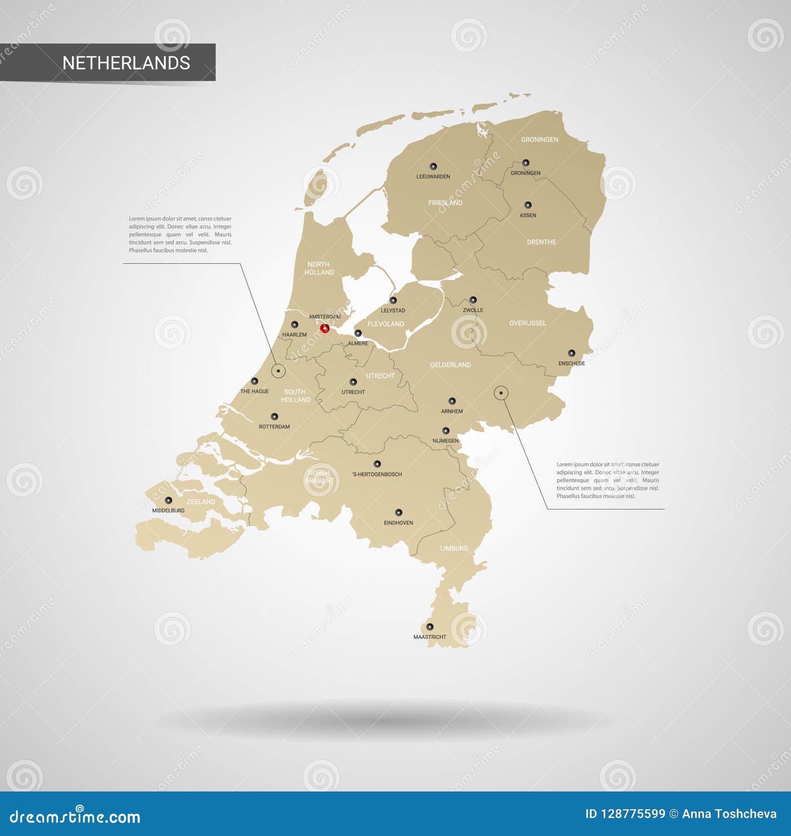 Vector Map Netherlands Combined With Ladin People Ethnic Group Flag ...