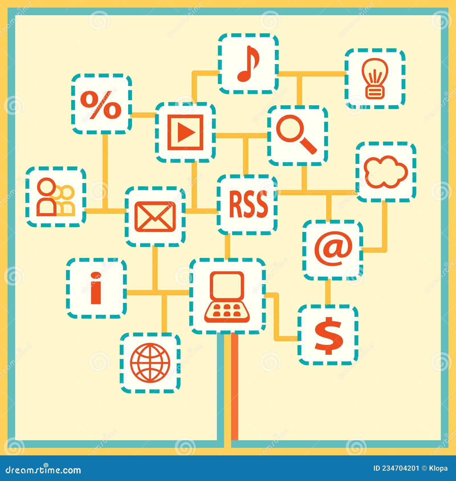Stylized Network Tree stock vector. Illustration of element - 234704201