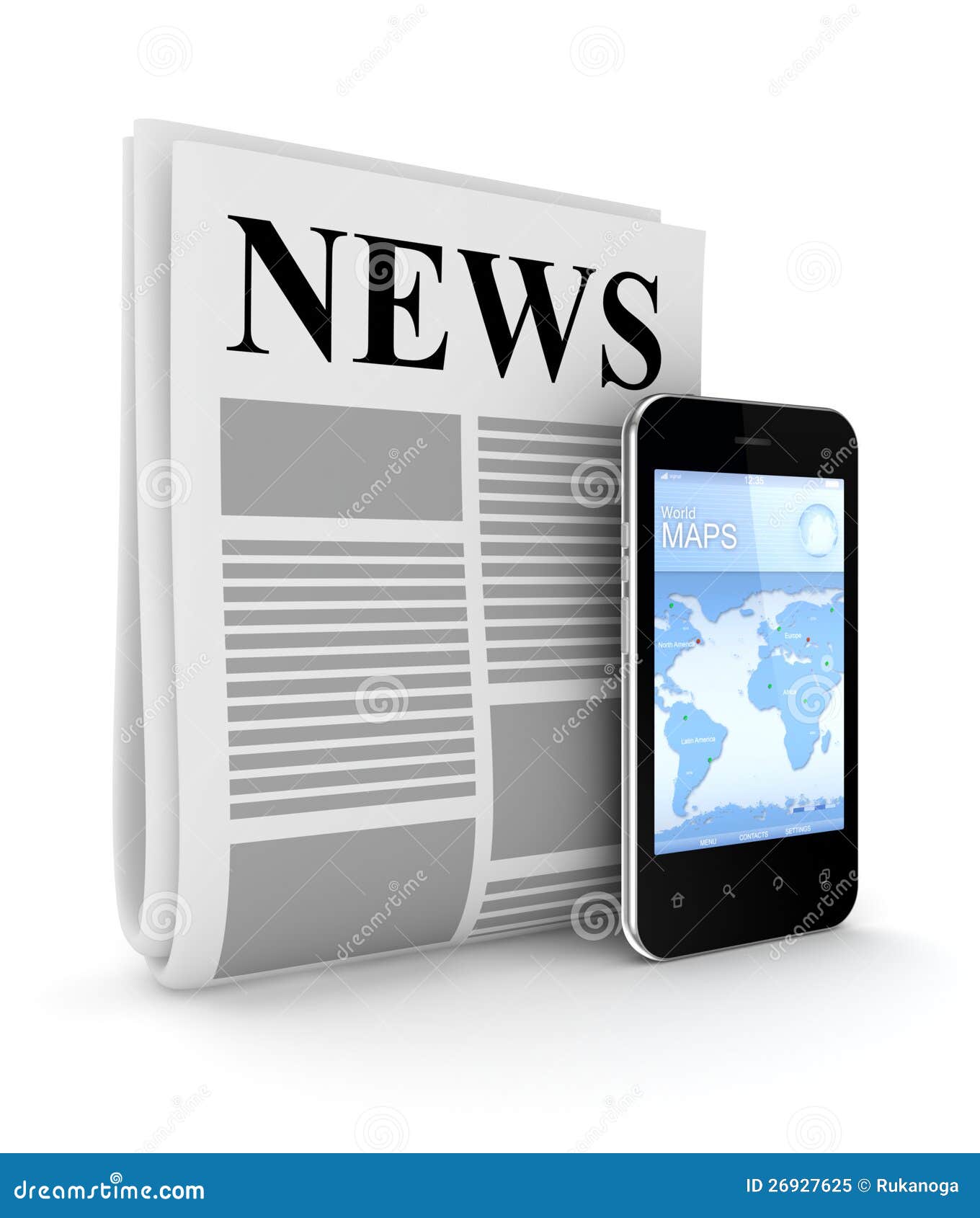 Stylized Newspaper and Modern Mobile Phone. Stock Illustration ...