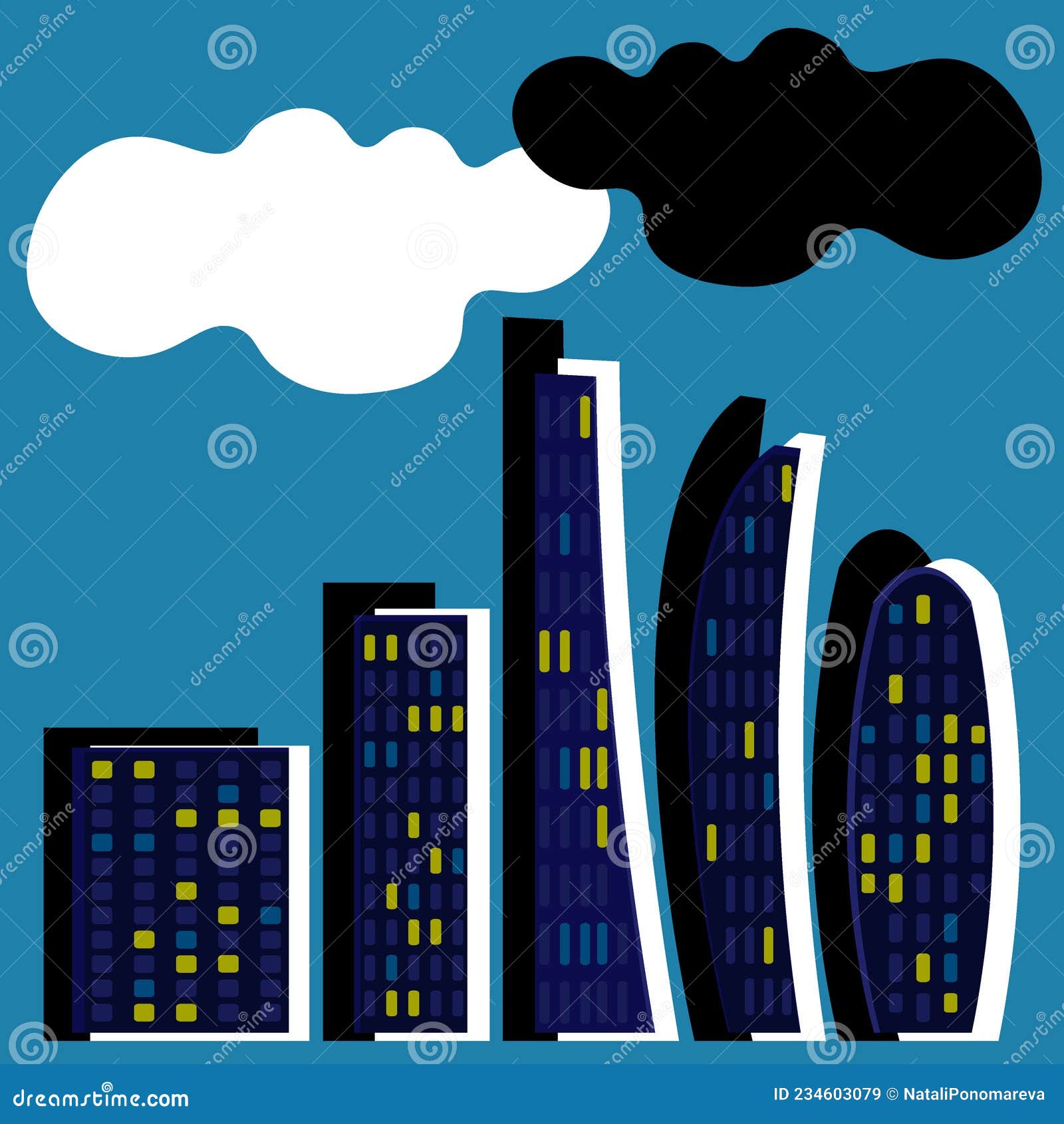 A Stylized Night City - Graphics. Megalopolis, Modern Architecture ...