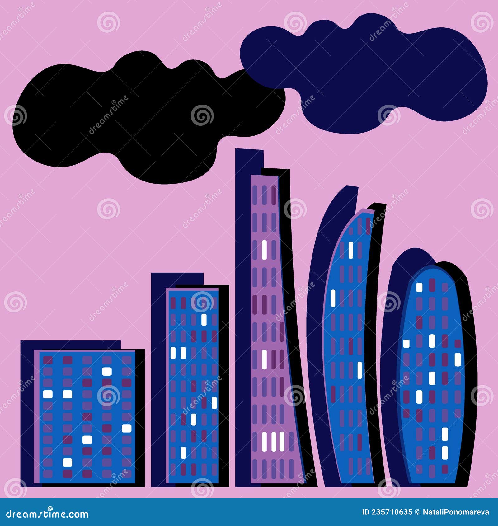 A Stylized Night City - Graphics. Megalopolis, Modern Architecture ...