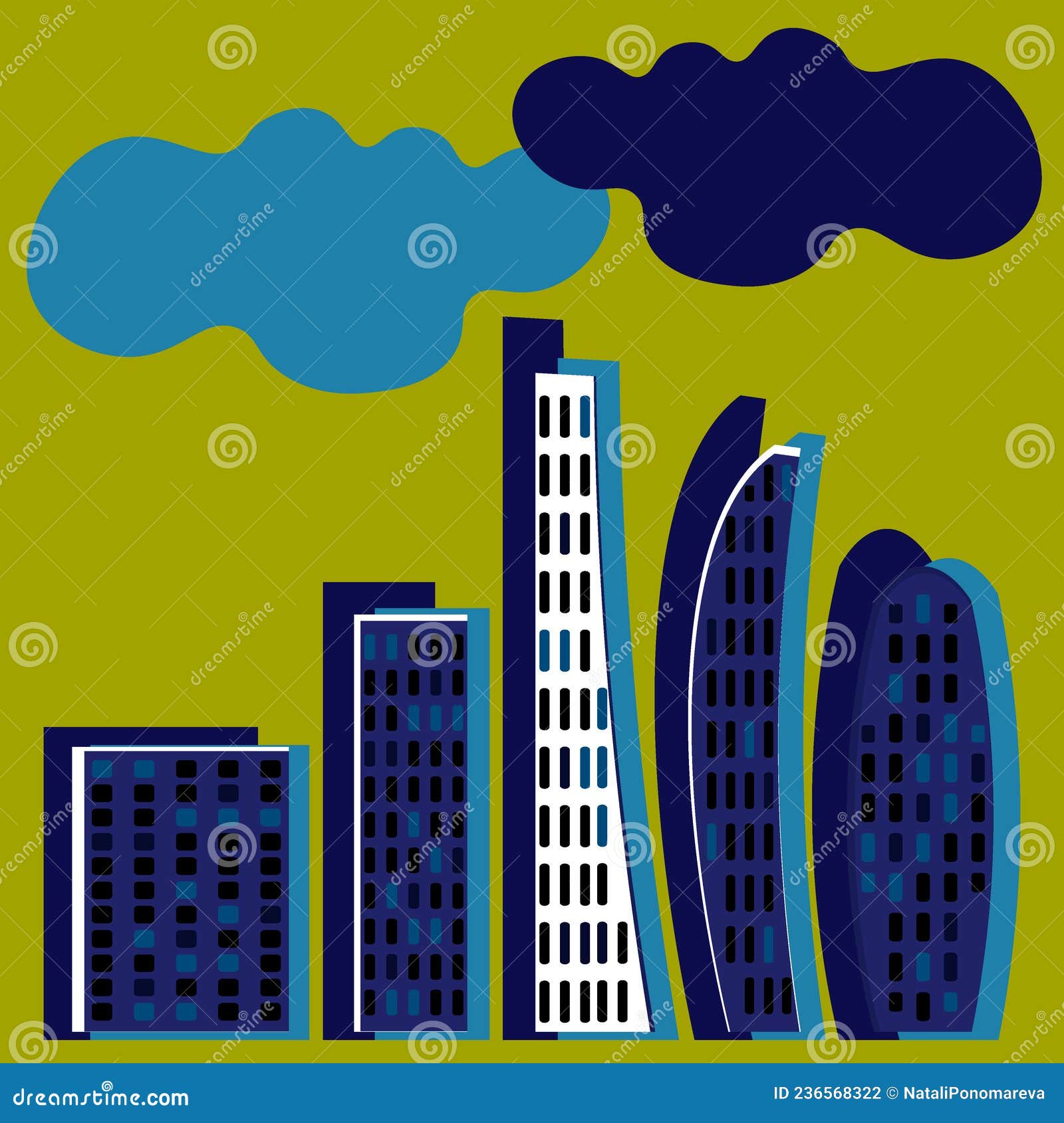 A Stylized Night City - Graphics. Megalopolis, Modern Architecture ...