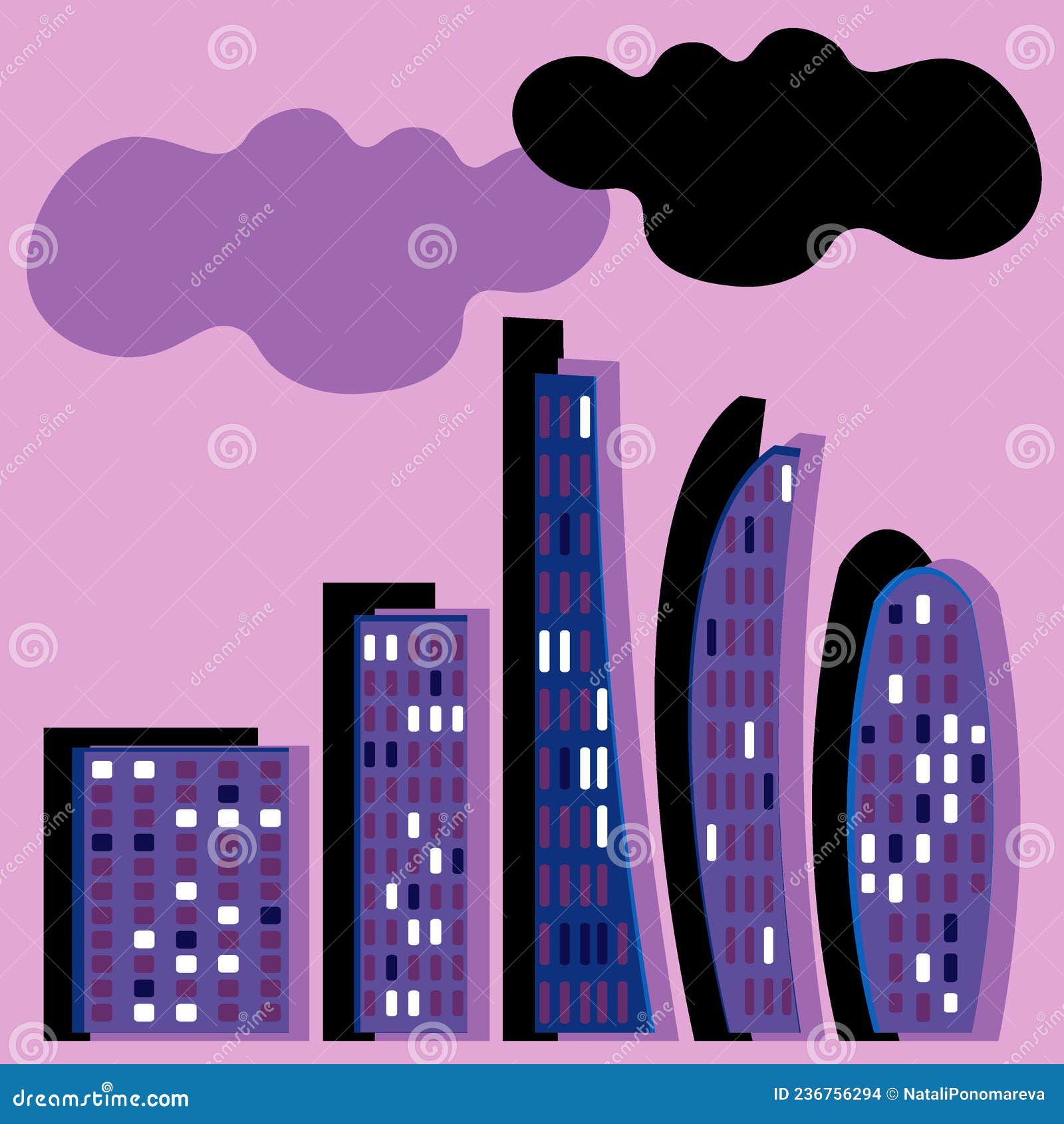 A Stylized Night City - Graphics. Megalopolis, Modern Architecture ...