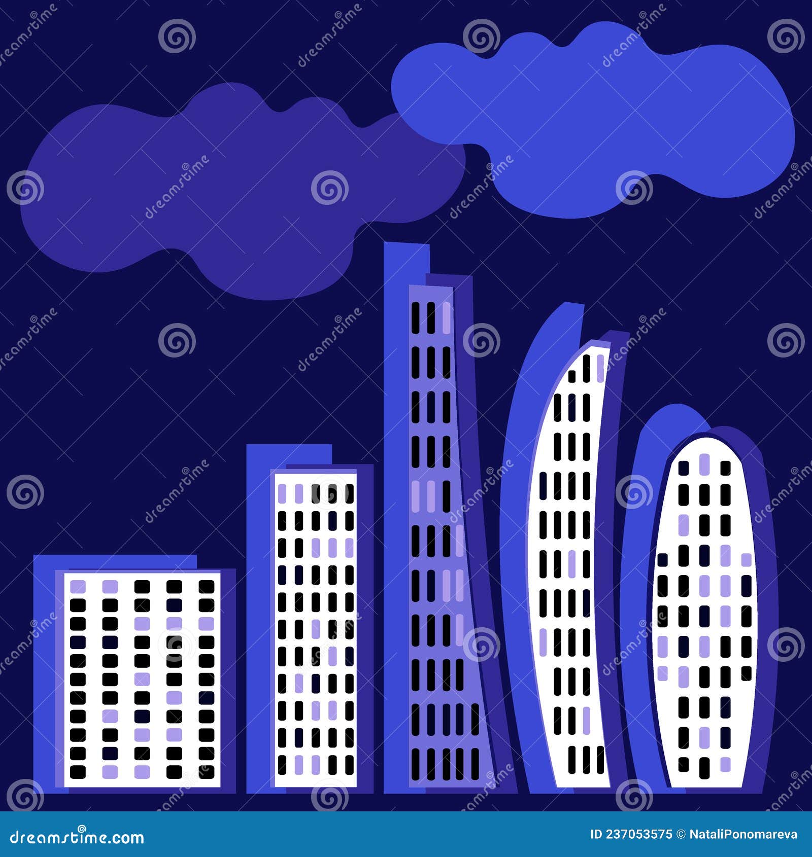 A Stylized Night City - Graphics. Megalopolis, Modern Architecture ...