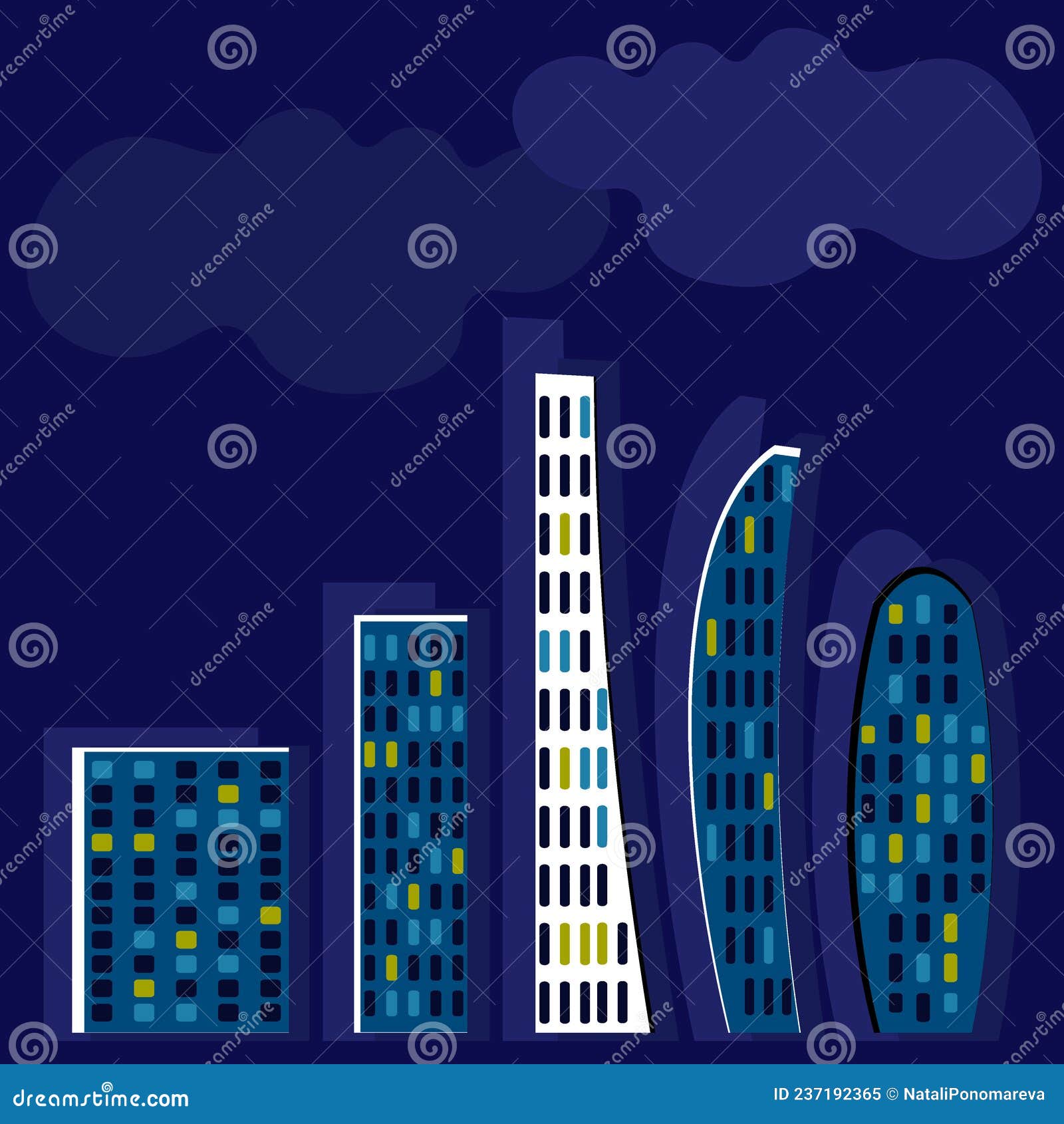 A Stylized Night City - Graphics. Megalopolis, Modern Architecture ...