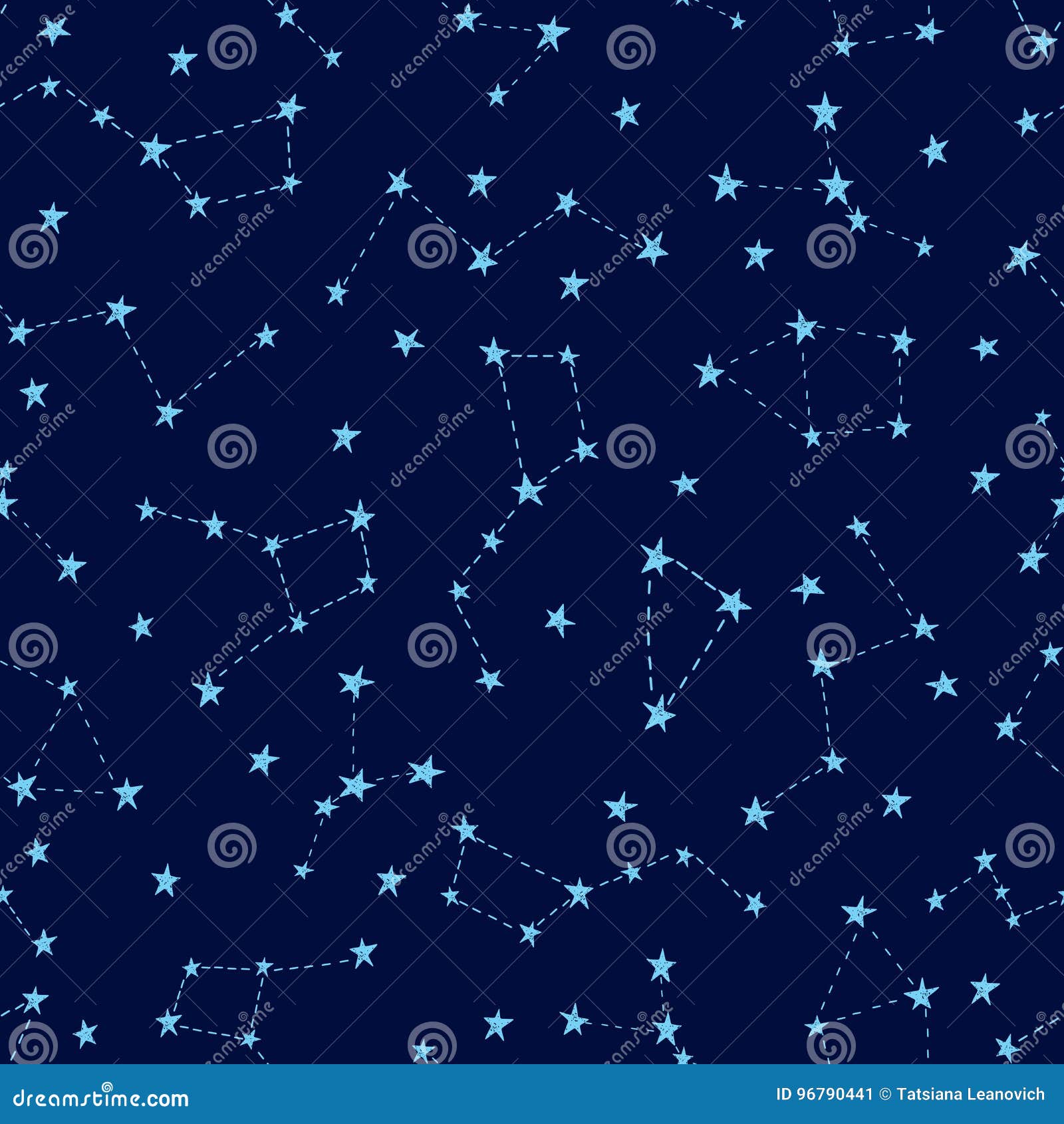 Stylized Night Sky Seamless Pattern. Stock Illustration - Illustration ...