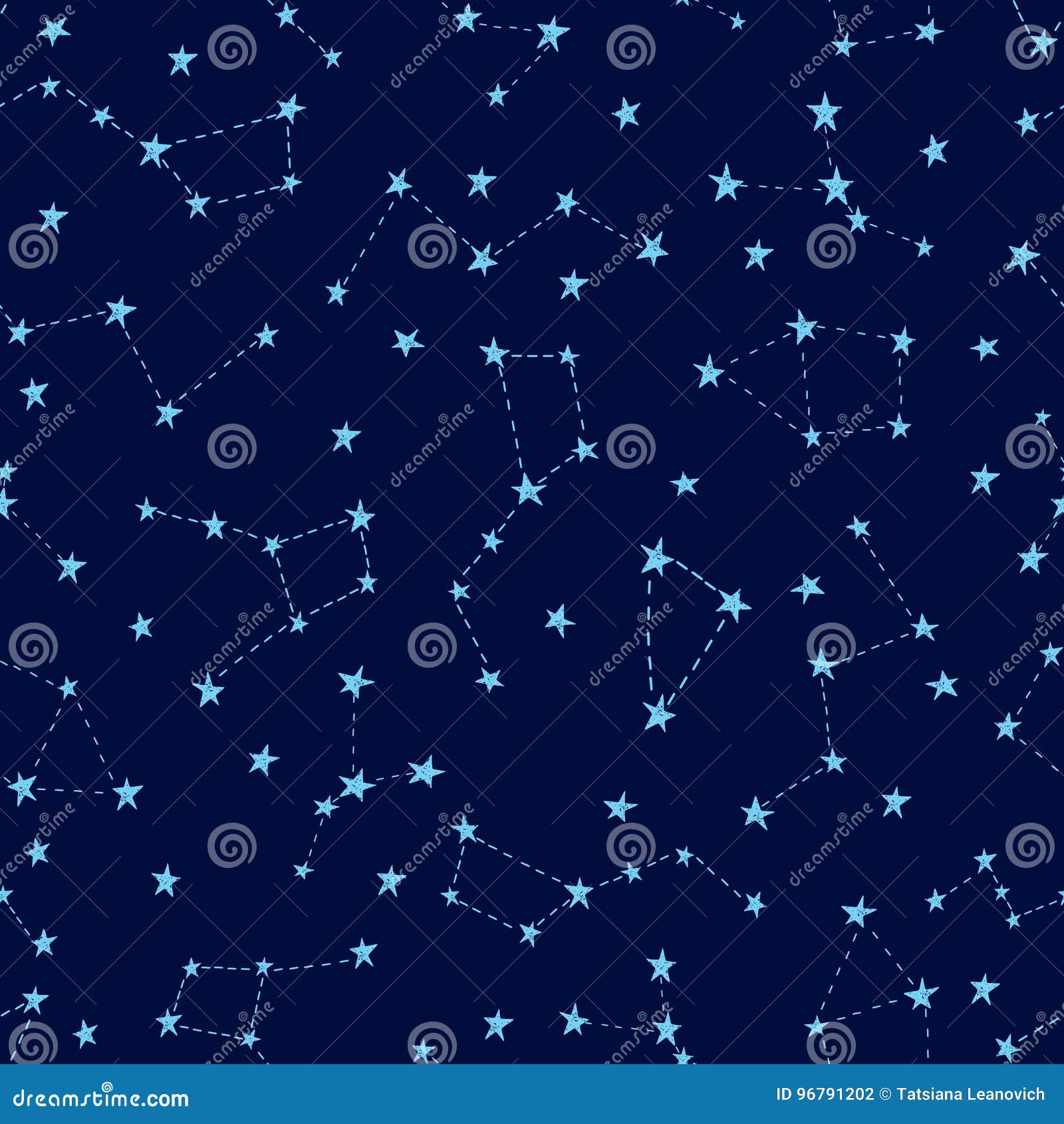 Stylized Night Sky Seamless Pattern. Stock Illustration - Illustration ...