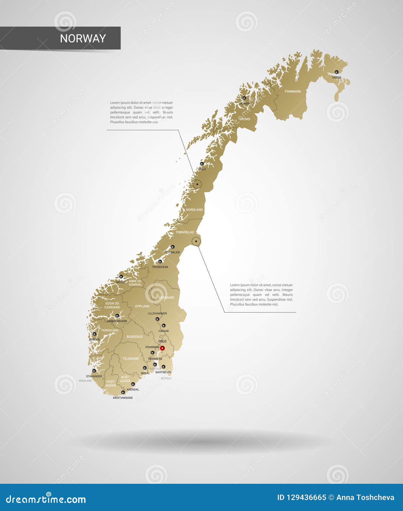 Stylized Norway Map Vector Illustration. Stock Vector - Illustration of ...