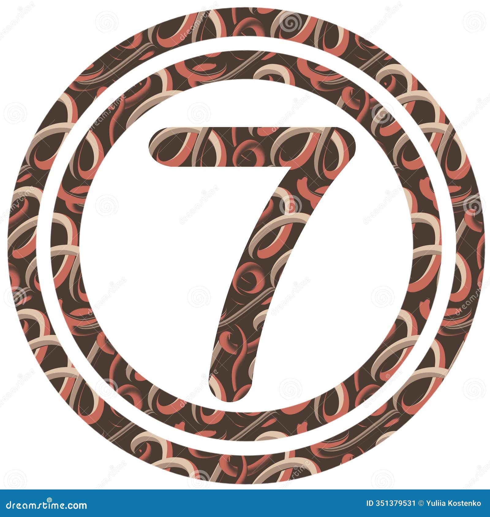 Stylized Number Seven Design on Textile Pattern for Creative Packaging ...