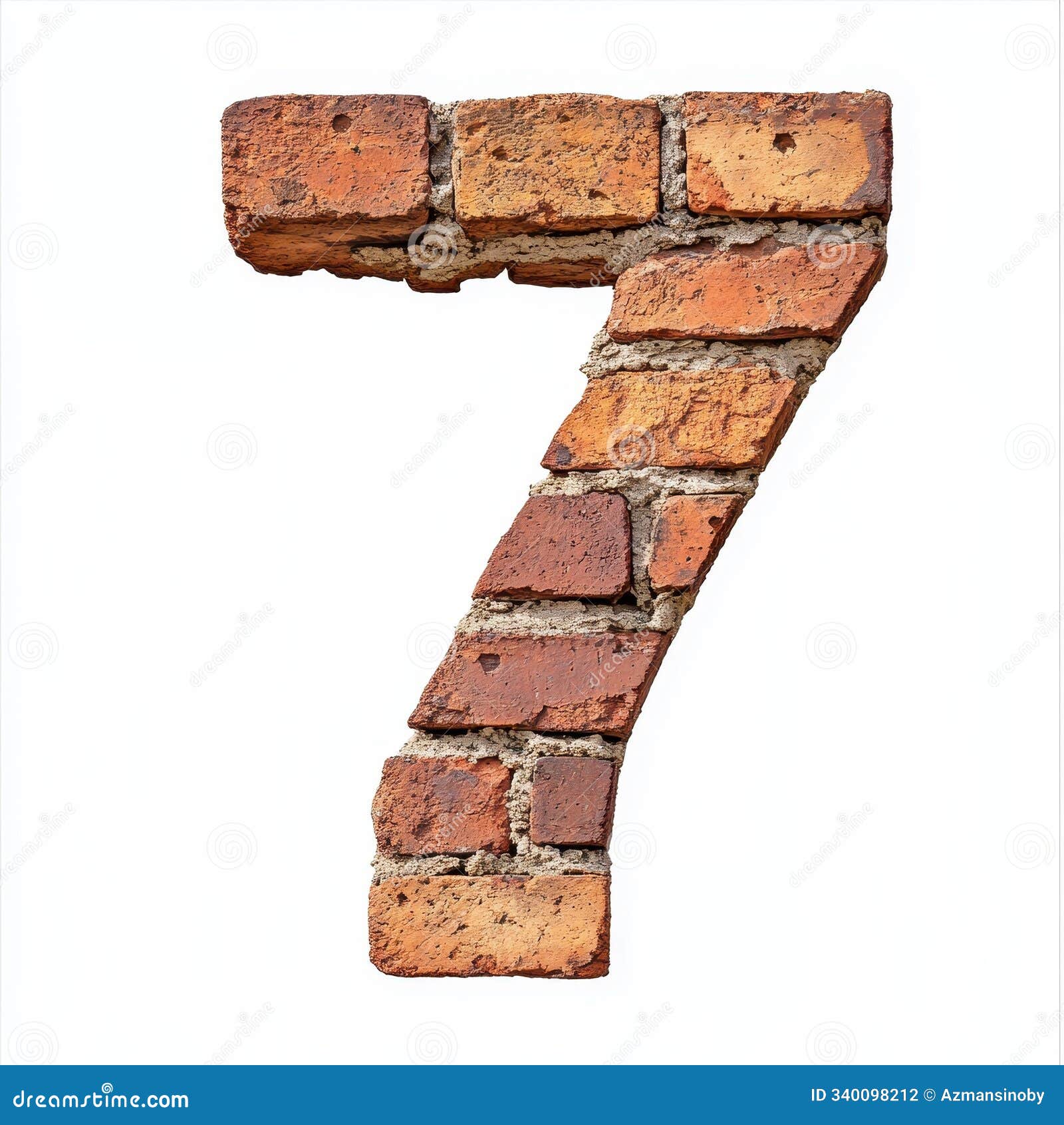 A Stylized Number Seven Made of Brick, Showcasing a Textured ...