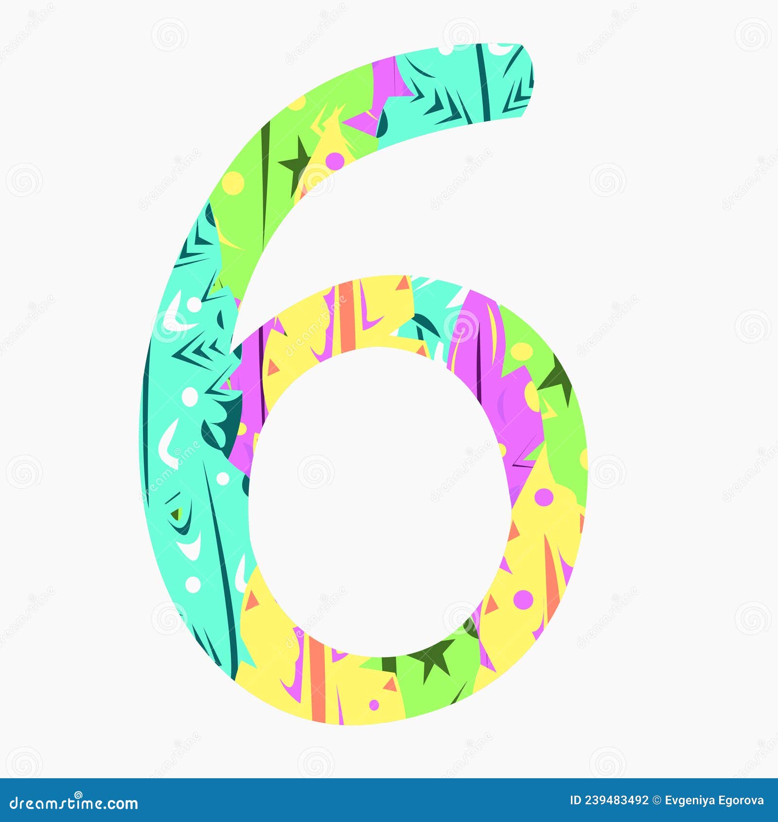 Stylized Number Six with an Abstract Pattern Stock Vector ...