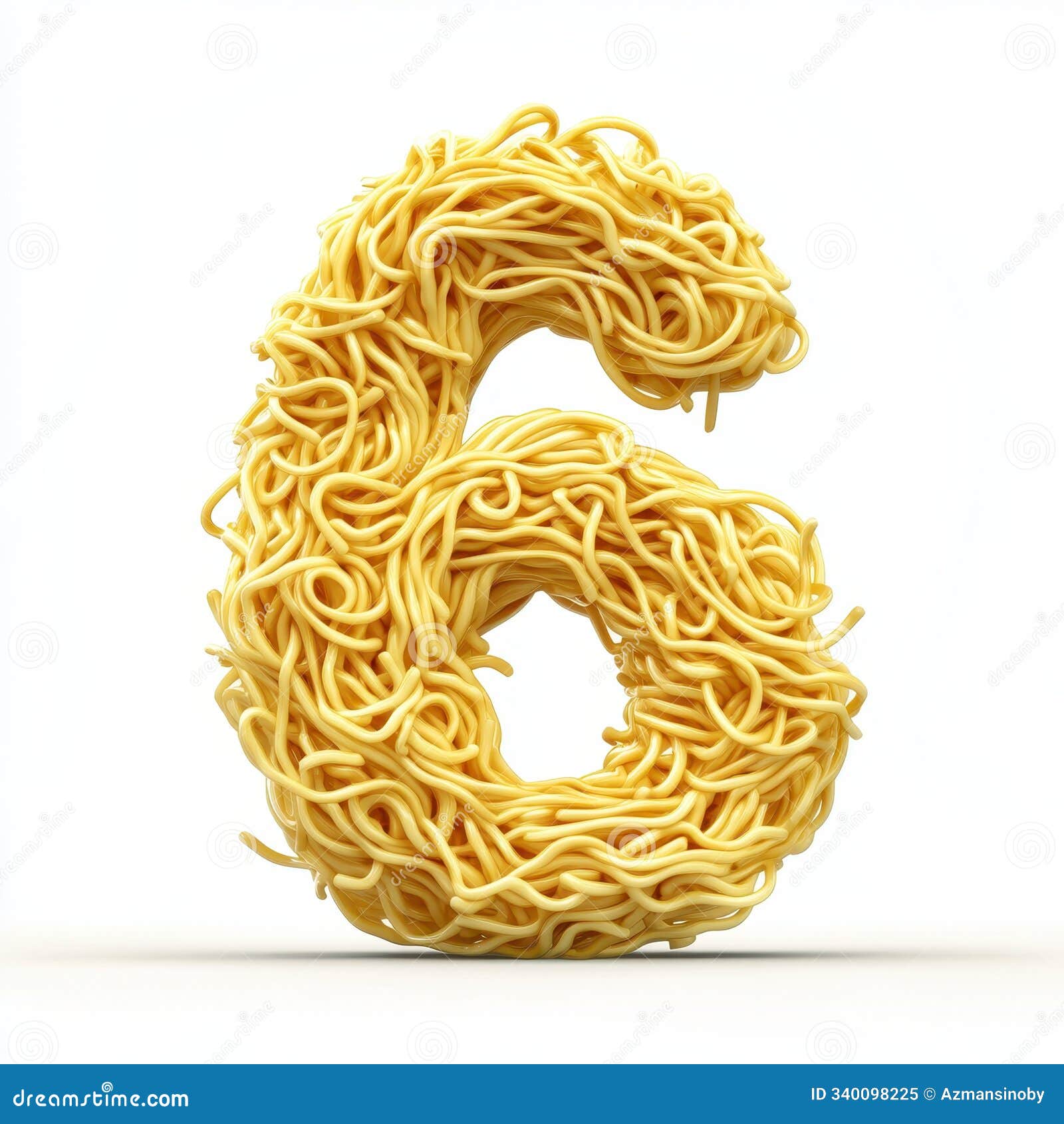 A Stylized Number Six Made of Yellow Spaghetti Noodles Stock ...