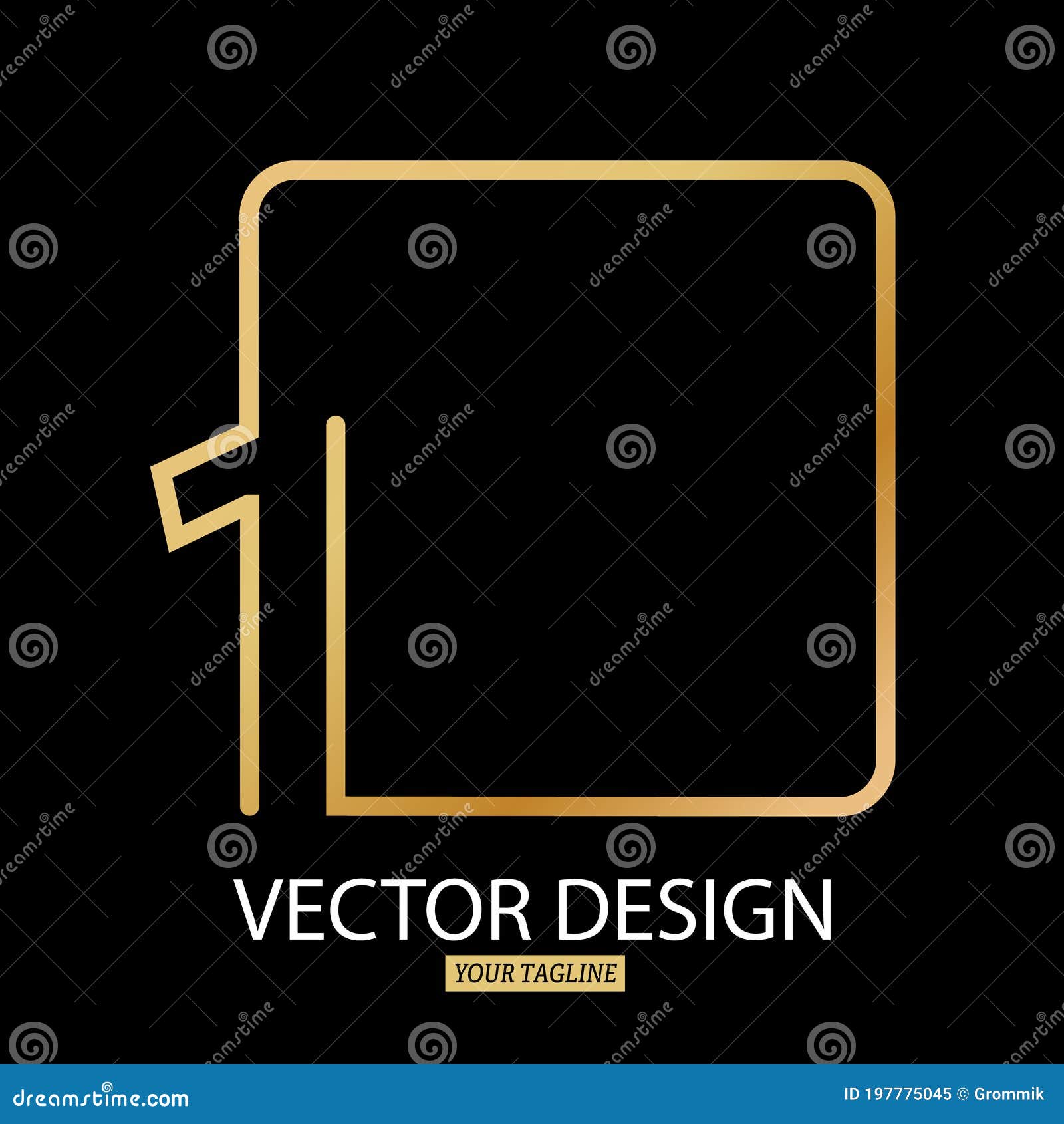 Stylized Number 1 with a Square Border. Vector Template for Logo, Label ...