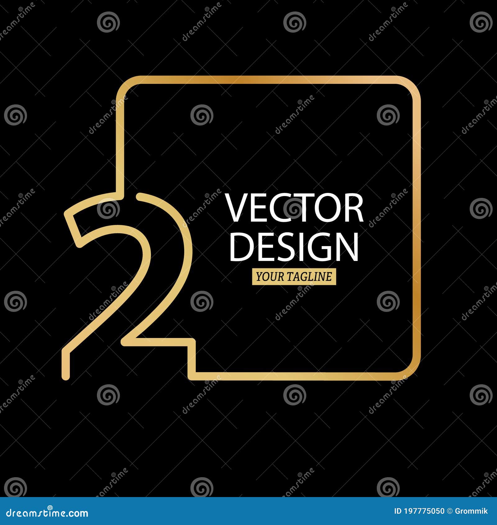 Stylized Number 2 with a Square Border. Vector Template for Logo, Label ...