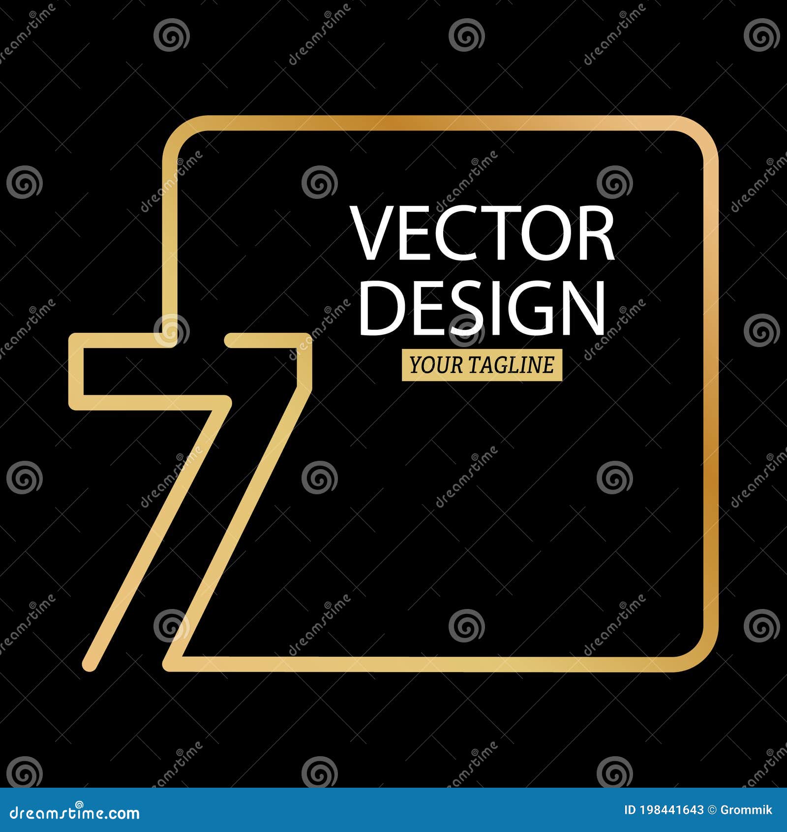 Stylized Number 7 with a Square Border. Vector Template for Logo, Label ...