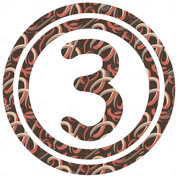 Stylized Number Three Design on Textile Inspired Wrapping Paper Stock ...