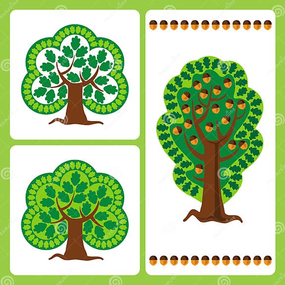 Stylized oak trees stock vector. Illustration of nature - 53059488