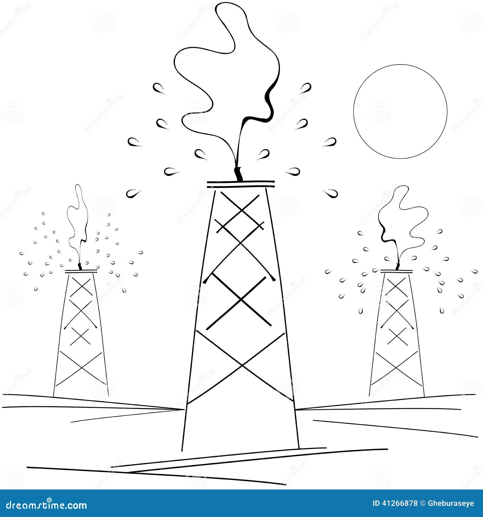 Stylized Oil Gushers Isolated in Black Stock Vector - Illustration of ...